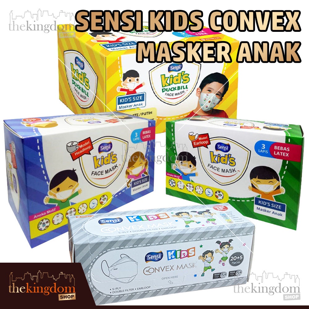 Jual Sensi Kids Mask Earloop Headloop Duckbill Convex Masker Anak Medis ...