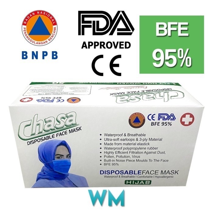 Jual Grosir Masker 3 Ply Chasa Earloop dan Hijab Isi 50 Pcs 1Box-chasa ...
