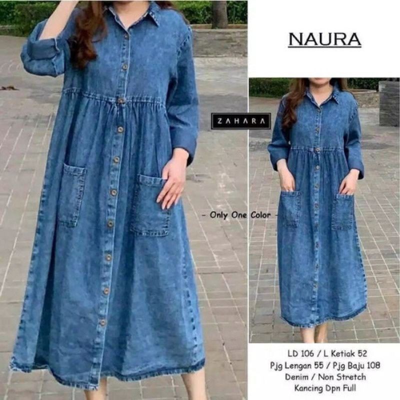 Jual Tunik Jeans Wash / Long Tunik / Midi dress jeans premium | Shopee ...
