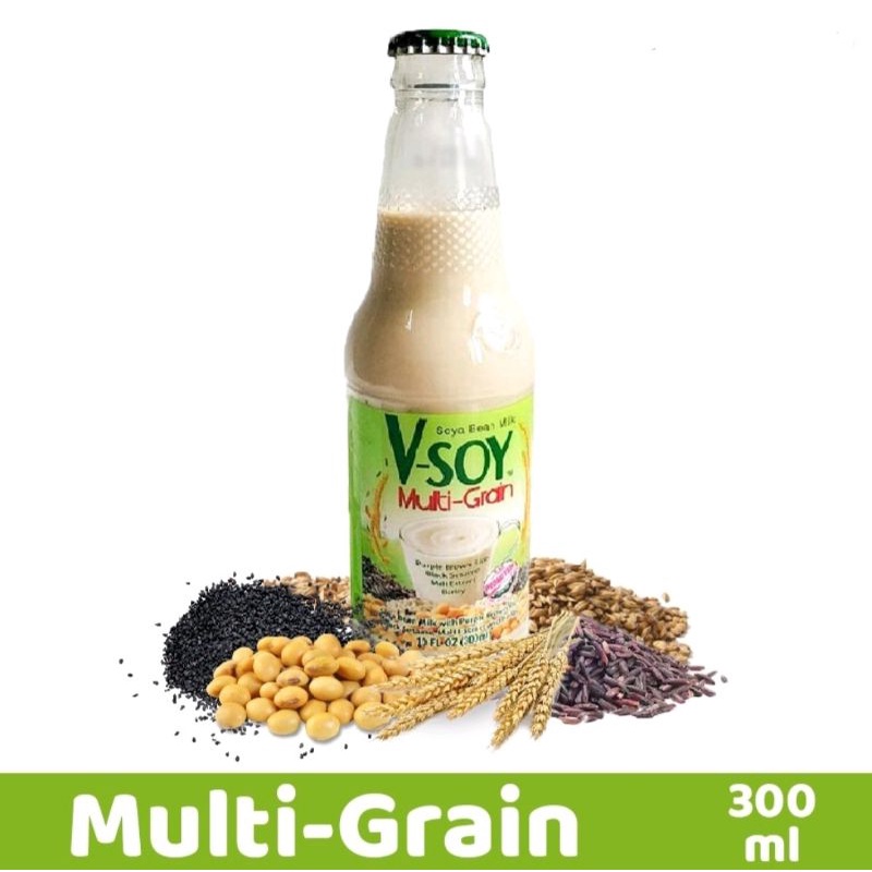 Jual V-SOY MULTI GRAIN GLASS BOTTLE 300 ML / SOYA BEAN MILK / SUSU ...