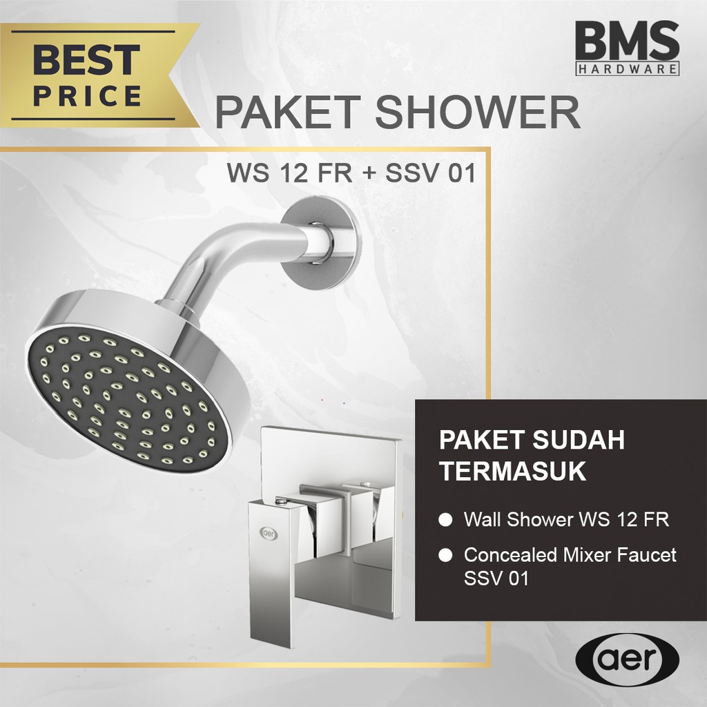 Jual AER Paket Wall Shower WS 12 FR + Kran Panas Dingin SSV 01 Shower Mandi | Shopee Indonesia