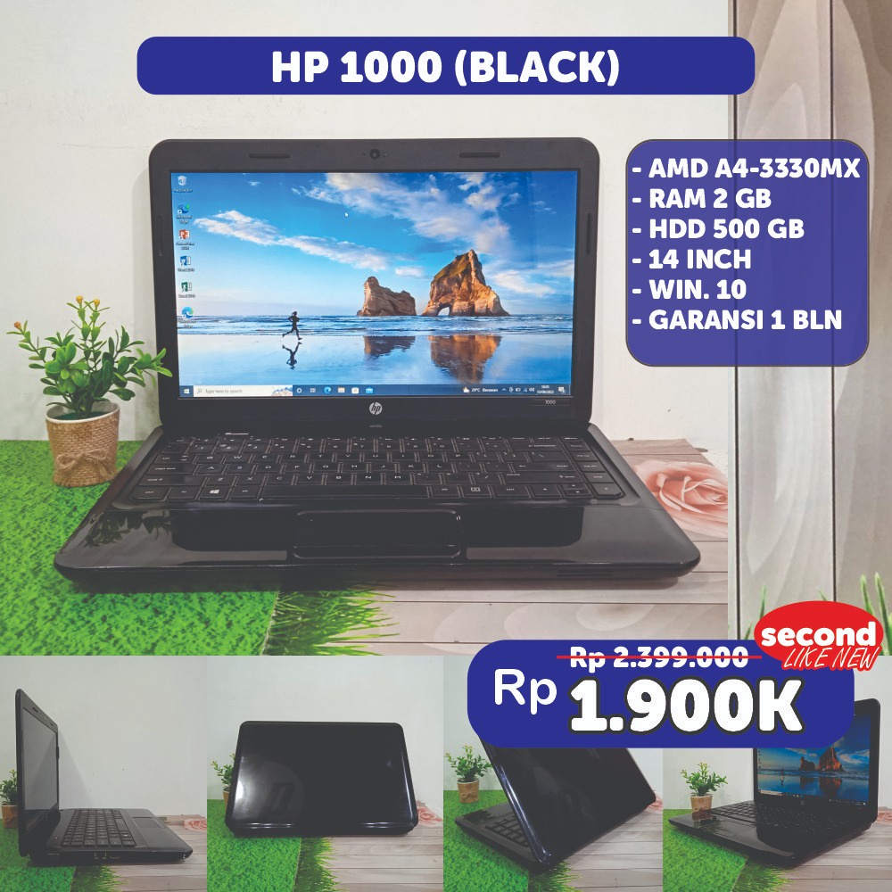 Jual Laptop HP 1000 AMD A4 RAM 2 GB HDD 500GB 14" Windows 101jutaan ...