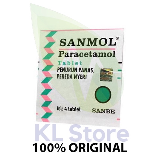 Jual SANMOL PARACETAMOL 4TABLET PENURUN PANAS PEREDA NYERI SANBE 500MG ...