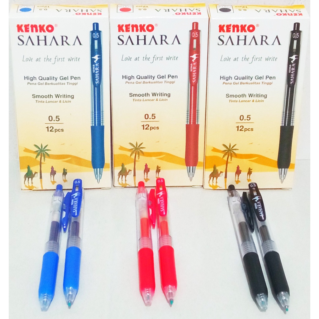 Jual Kenko Gel Pen Pena Jel SAHARA Warna / Hitam [ PCS ] - Hitam ...