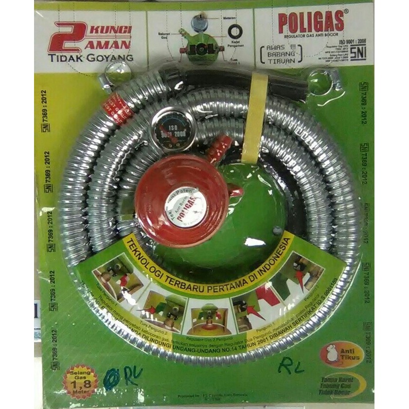 Jual Selang gas regulator double safety lock Poligas | Shopee Indonesia