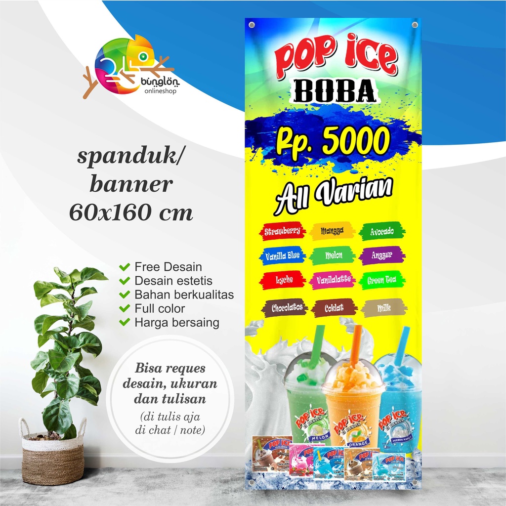 Jual Size 60x160 Cm Spanduk, Banner Minuman Pop Ice Boba | Shopee Indonesia