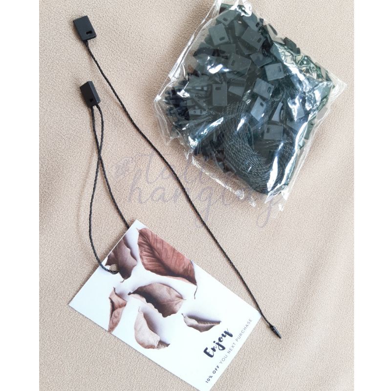 Jual Tali hangtag /tali tag / tali label nylon HITAM (+- 100pcs ...