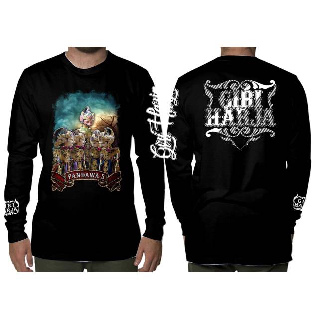 Jual Kaos / baju wayang PANDAWA hitam lengan panjang Ori Giriharja ...