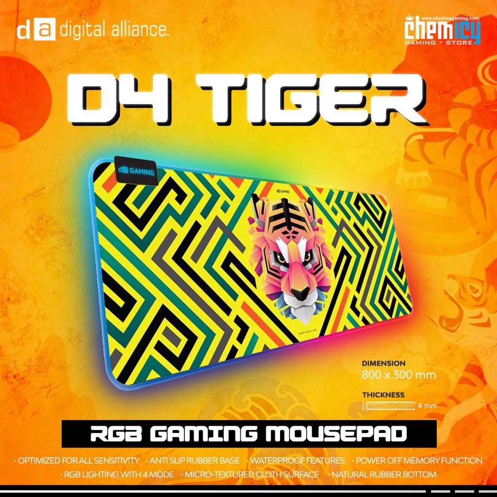 Jual Digital Alliance D4 Tiger RGB Cloth XL Gaming Mousepad | Shopee ...
