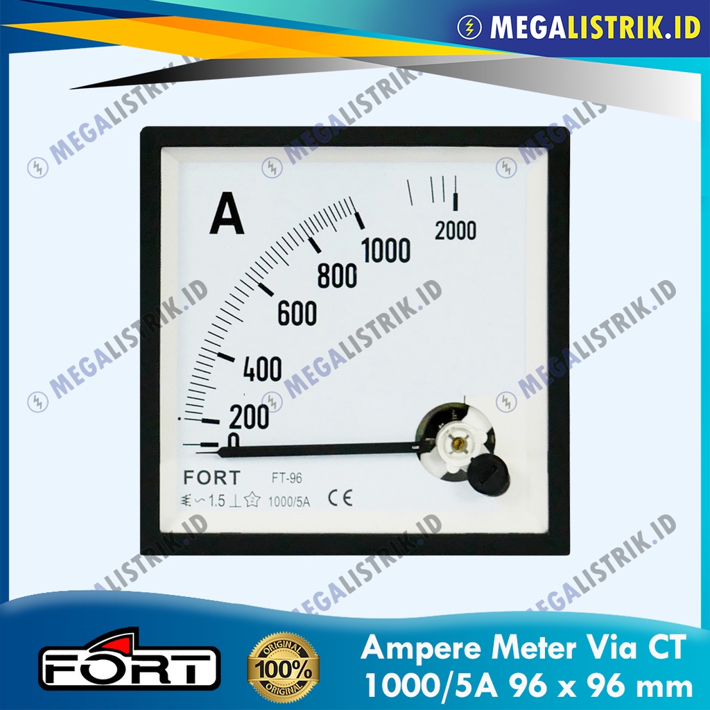 Jual FORT AMPERE METER 1000/5A 96X96 / PANEL METER VIA CT 1000A 96 X 96 FT-96A | Shopee Indonesia