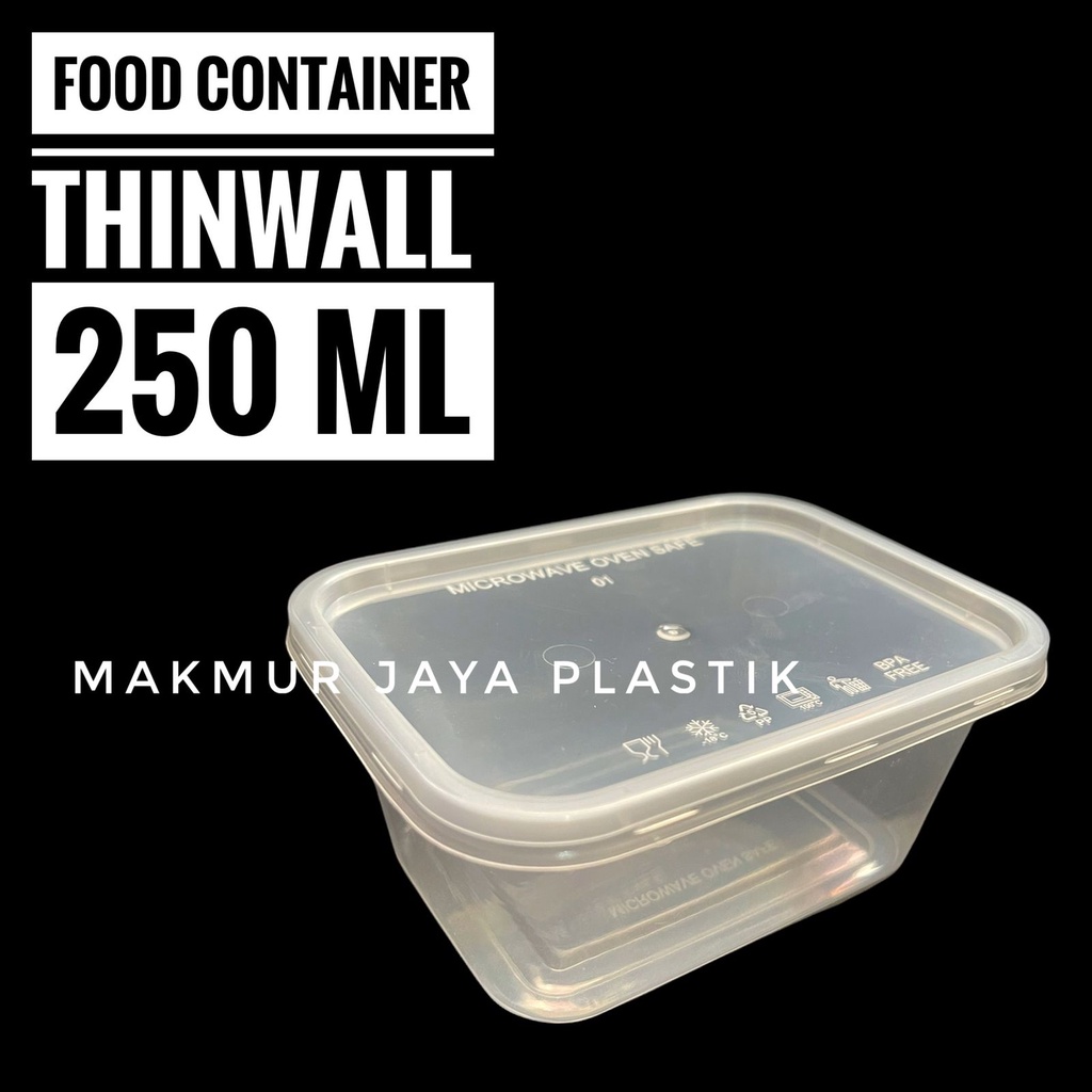 Jual THINWALL CUP KOTAK PERSEGI PANJANG 250 ML / KOTAK MAKAN FOOD ...