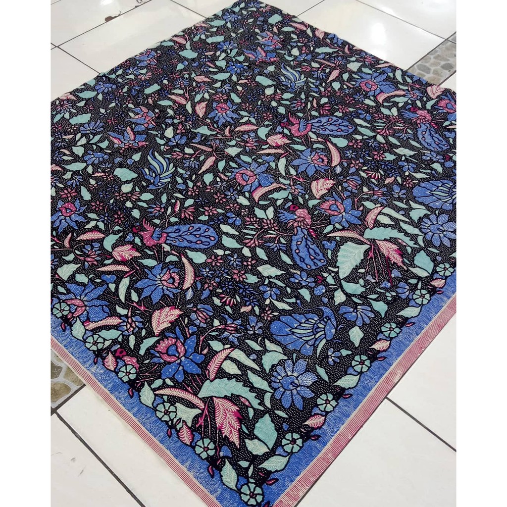 Jual Kain batik solo merak krayon biru | Shopee Indonesia