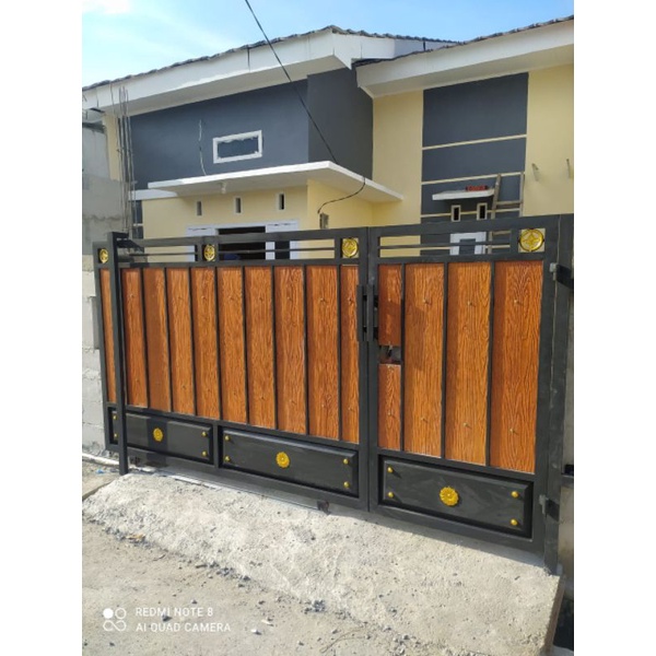 Jual pagar besi hollow galvanis kombinasi GRC motiv kayu | Shopee Indonesia