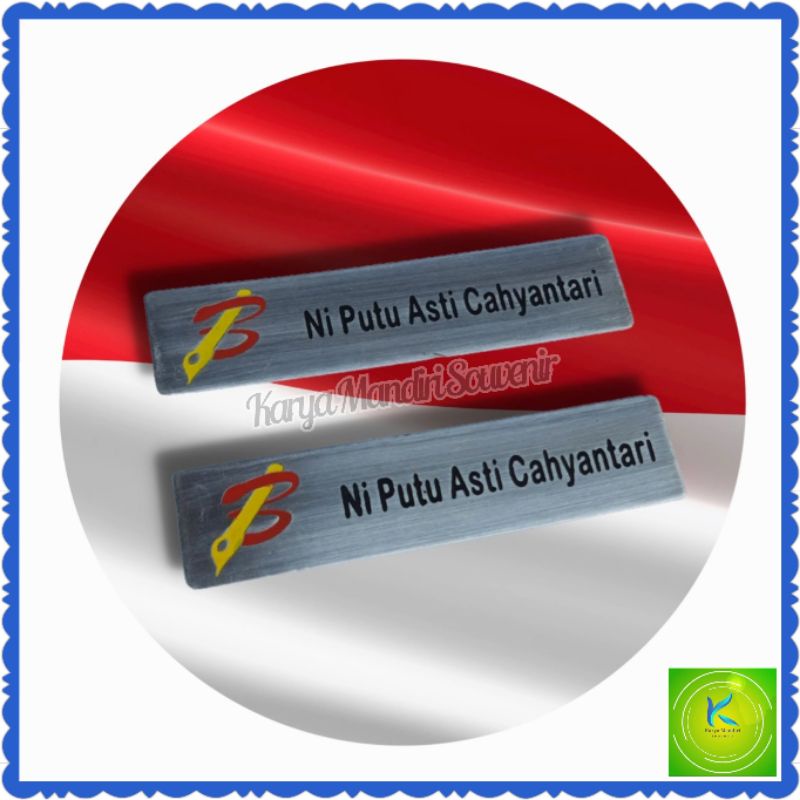 Jual Name Tag / Papan Nama Dada Grafir Bahan Stainless 0,8 mm "Logo ...