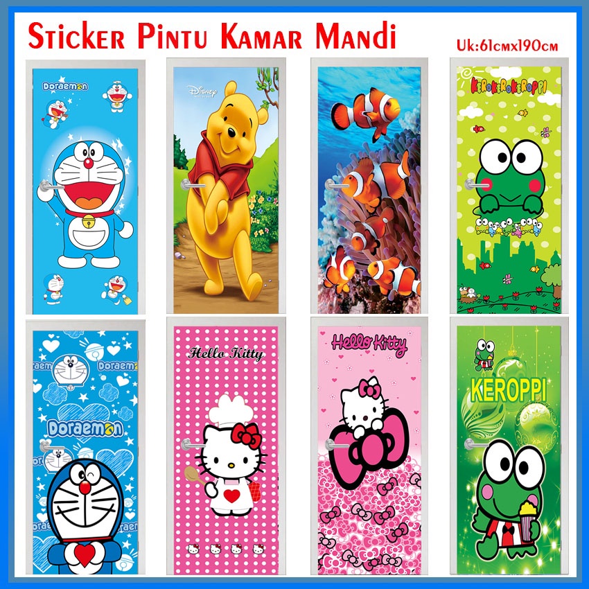 Jual Sticker Pintu Kamar mandi Motif Karakter kartun Ukuran 61x190cm ...