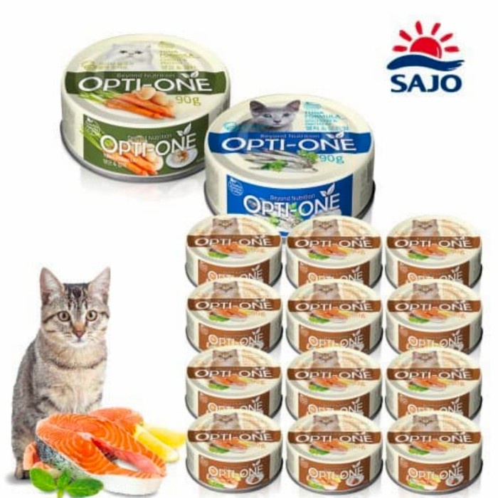 Jual OPTI ONE Cat white Tuna & Salmon & Flaxseed 90gr - CAT WET FOOD ...