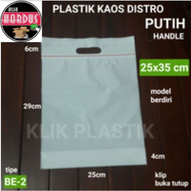 Jual PLASTIK KLIP PUTIH HANDLE 25X35CM/PLASTIK DISTRO PLASTIK KAOS ...