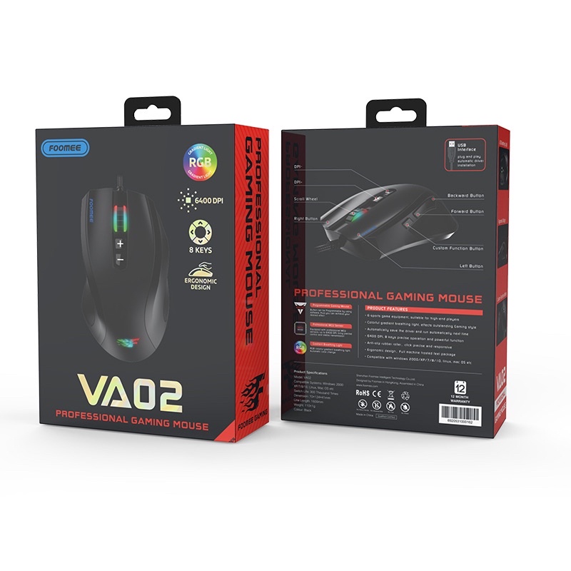 Jual Foomee VA02 Mouse Profesional Gaming Mouse Gaming RGB Foomee VA02 ...