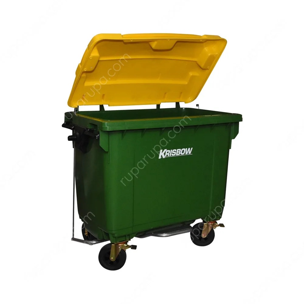 Jual Krisbow Tempat Sampah Besar Plastik Outdoor 660 liter Dustbin Roda | Shopee Indonesia