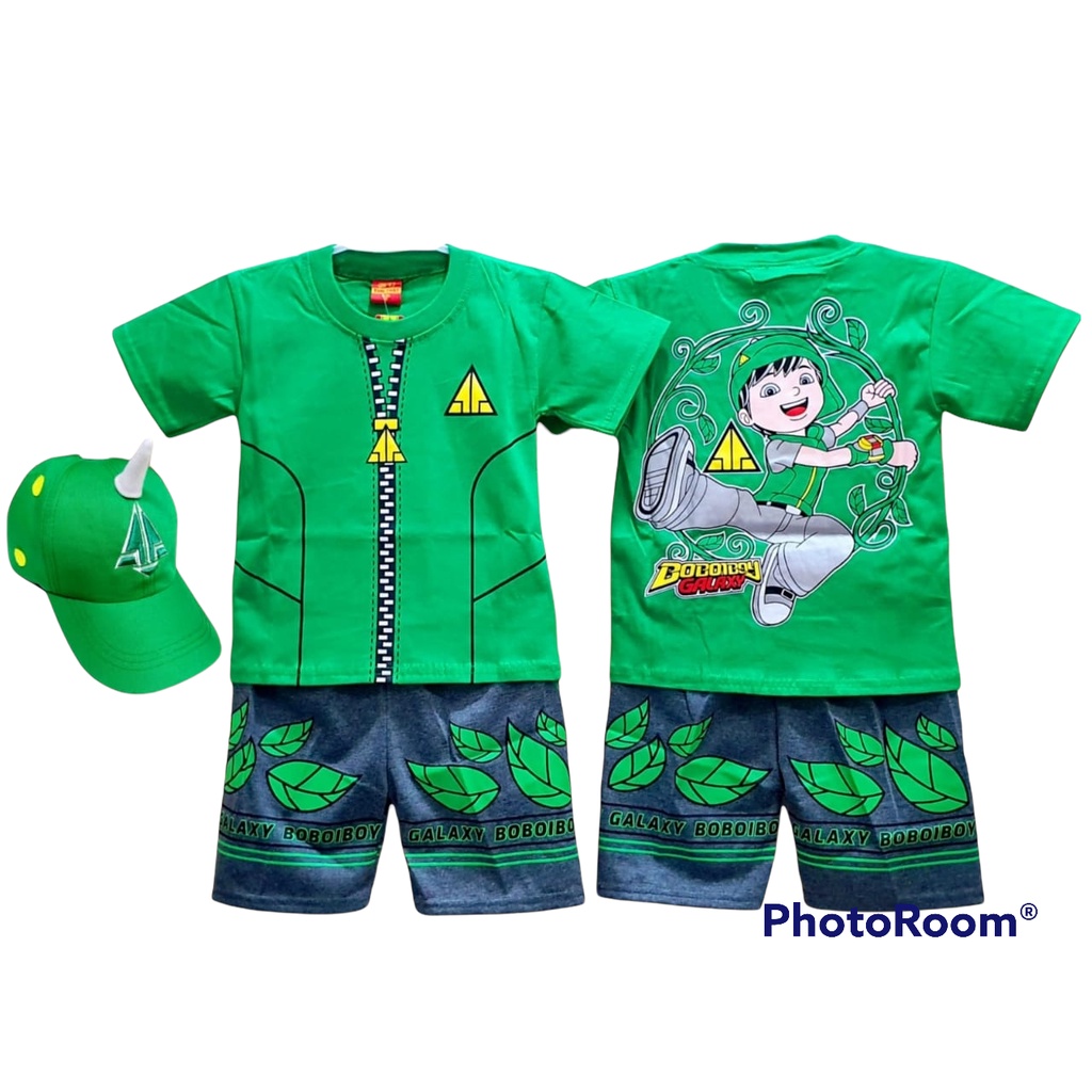 Jual setelan baju 1 set anak boboiboy free topi koleksi daun air ...