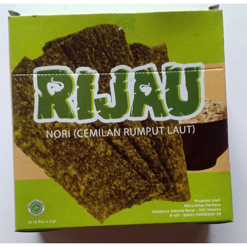 Jual Rijau - Nori Cemilan Rumput Laut / box isi 12 pack 3g | Shopee ...