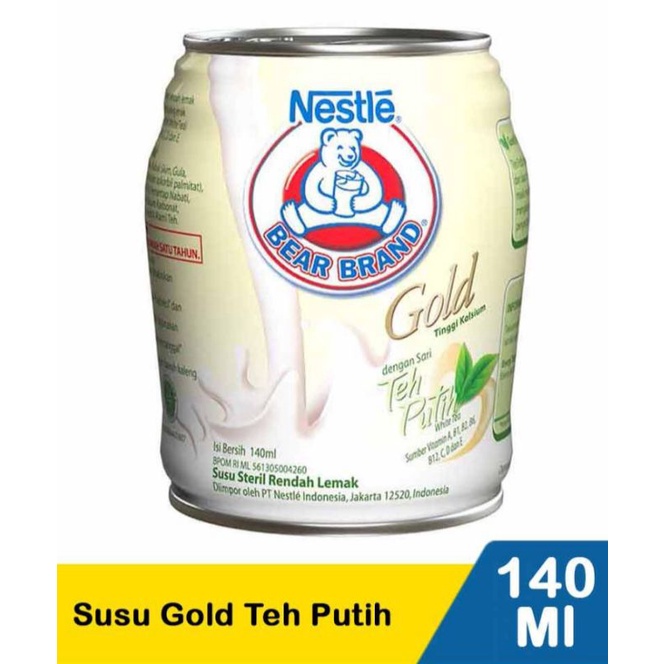Jual Bear Brand Gold Susu Kaleng Teh Putih / Malt Putih Susu Steril 140ml x 24 pcs | Shopee ...