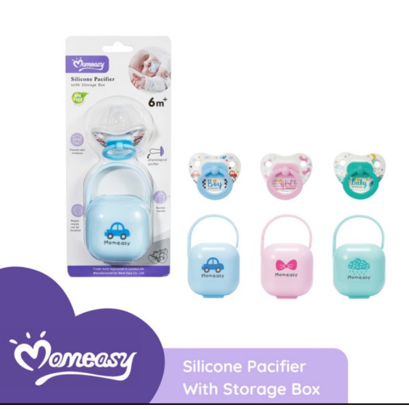 Jual Empeng Momeasy / Baby Soother Pacifier 6m+ dengan Tempat Empeng ...