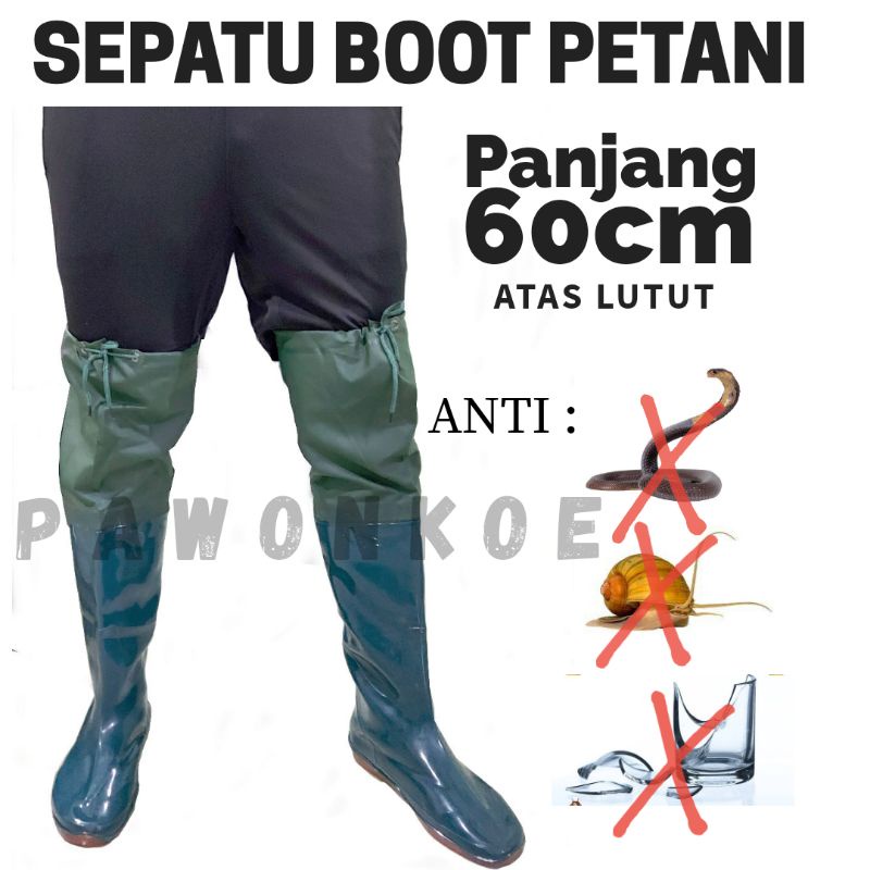 Jual [BERGARANSI] SEPATU BOOT PETANI SAWAH/BERBURU/MANCING [60cm ...