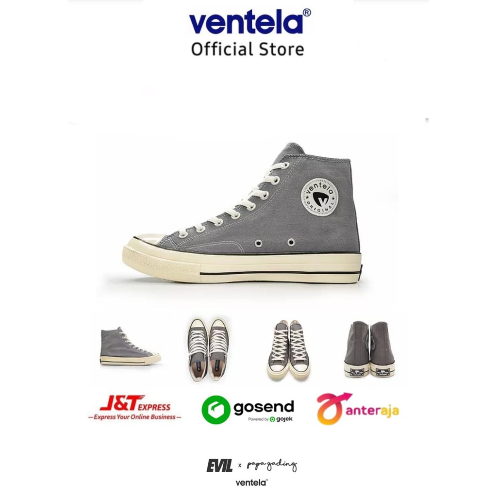 Jual Sepatu Sneakers Ventela Shoes Original Series Back To 70s BTS High Grey | Shopee Indonesia