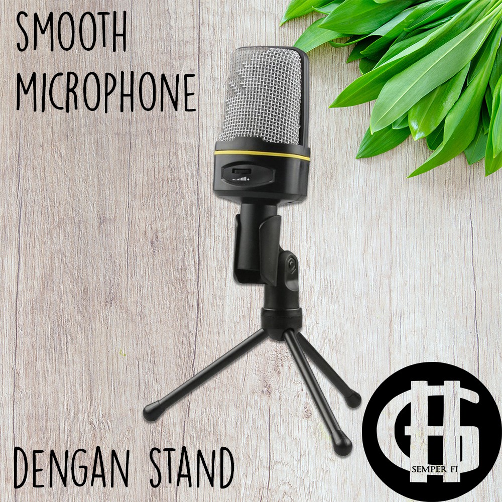 Jual Mikrofon Microphone Condenser Smooth 3.5mm dengan Stand | Shopee ...