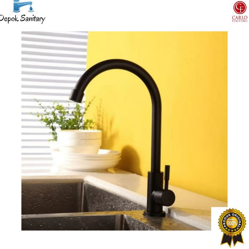 Jual kran dapur stainless black/ kran sink hitam/ kran cuci piring ...