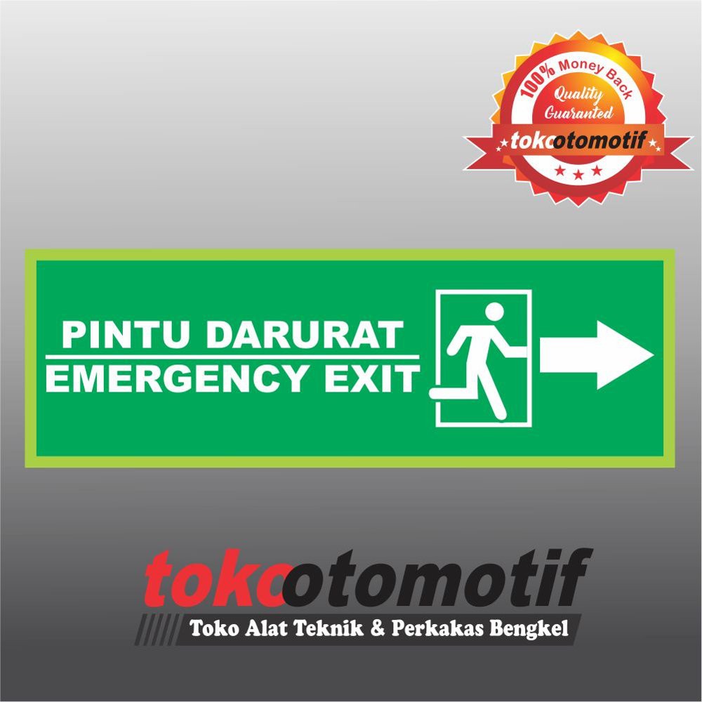 Jual Sticker Safety Sign K3 Tanda Arah Pintu Darurat - Emergency Exit ...