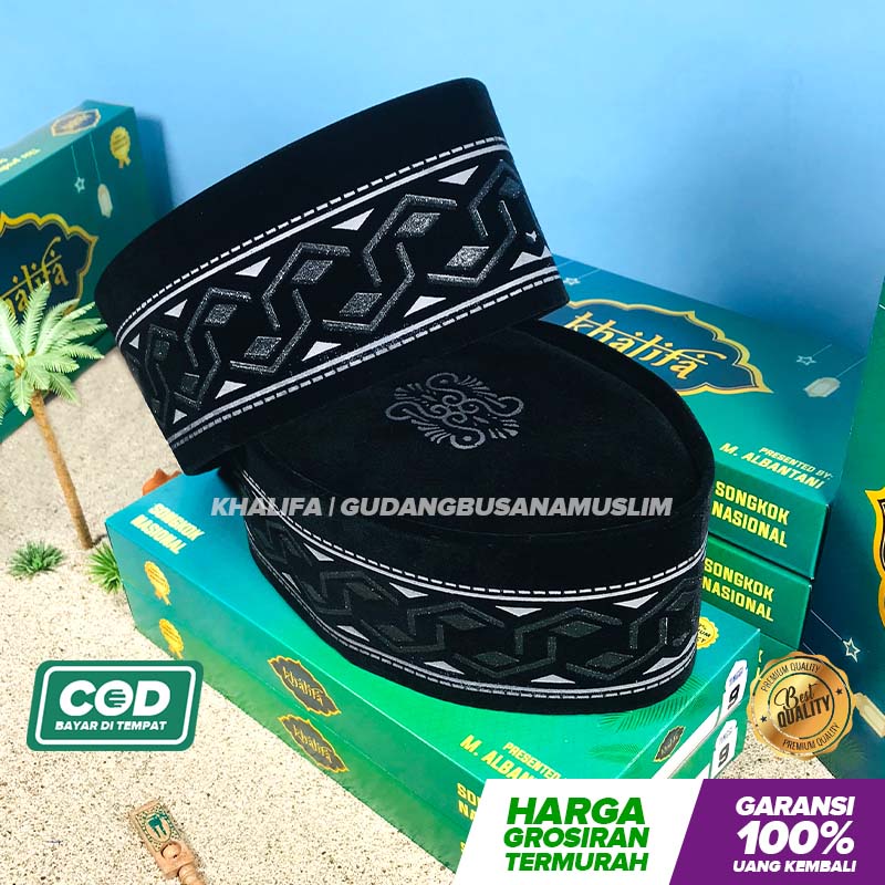 Jual Peci Batik Hitam Bahan Royal Premium Kopiah Kharismatik Motif ...