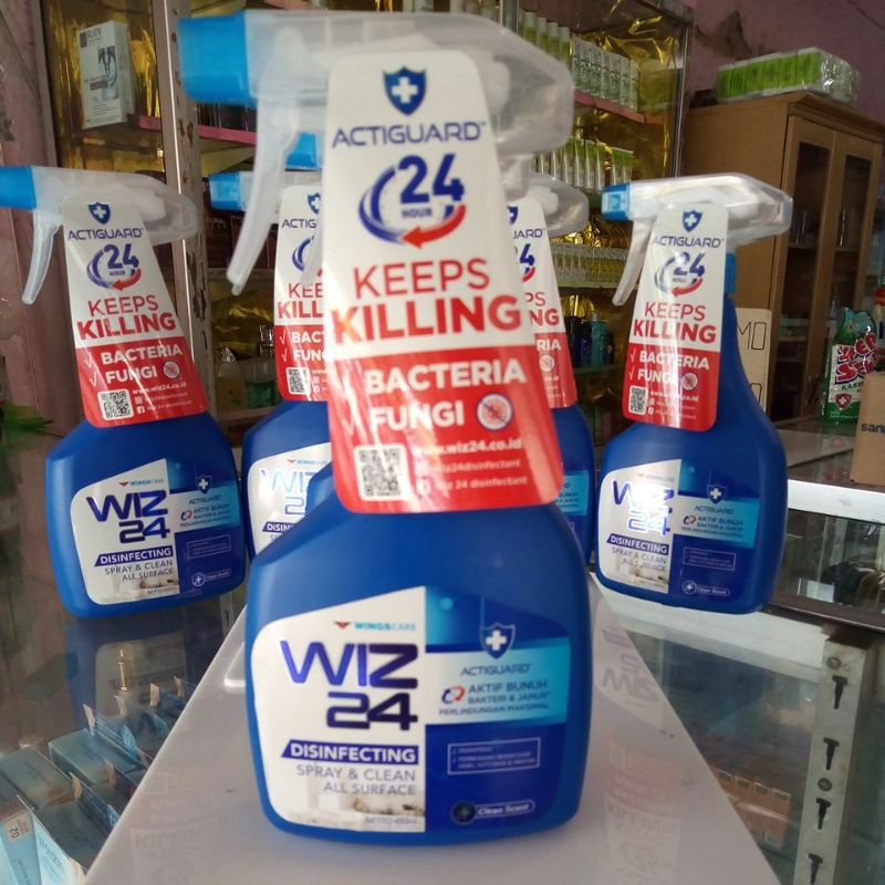 Jual WIZ 24 DISINFECTING Spray &Clean all surface 450 ml | Shopee Indonesia