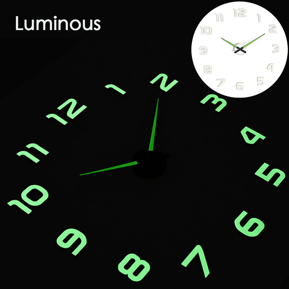 Jual Jam Dinding Besar DIY Giant Wall Jam Quartz nyala saat gelap 80 ...