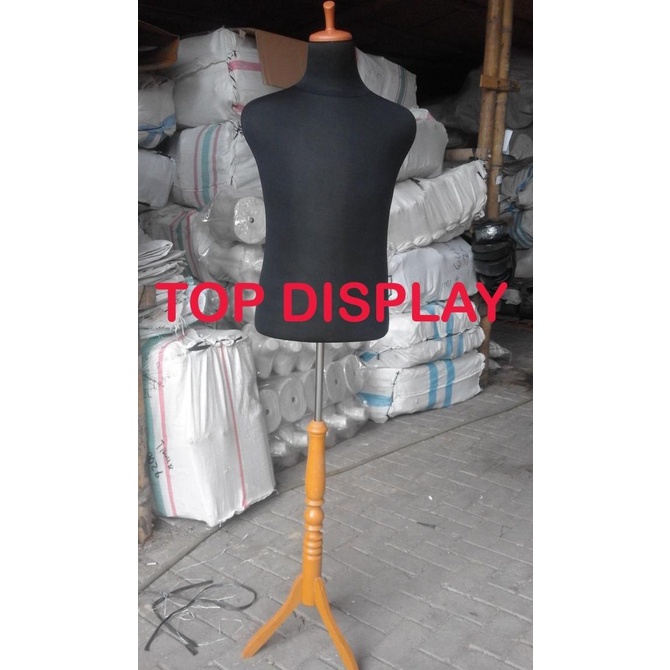 Jual Dm Cowok Hitamm + Kayu Manekin Kain Krem + Tiang Kayu / Patung ...