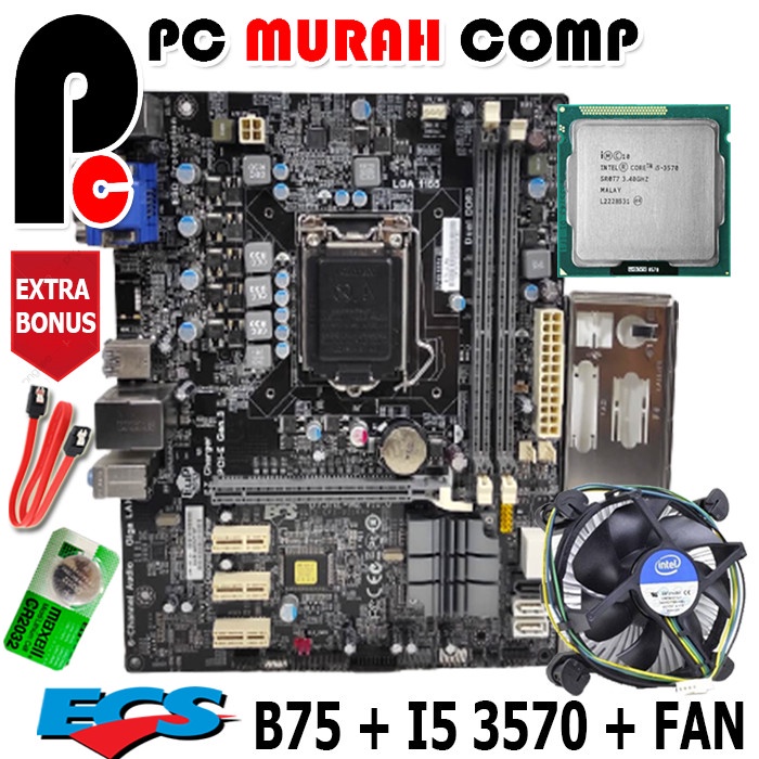 Jual PAKET MAINBOARD i5 MOBO MOTHERBOARD SOKET 1155 B75 Merk ECS I5 ...