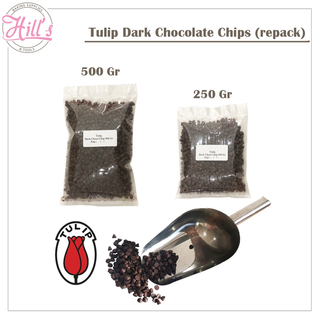 Jual PROMO MURAH !!! TULIP DARK CHOCOLATE CHIPS 250 gr & 500 gr ...
