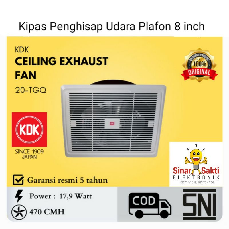 Jual KDK Exhaust Fan Plafon 8" 8 Inch Kipas Ceiling 20TGQ 20 TGQ Hexos ...