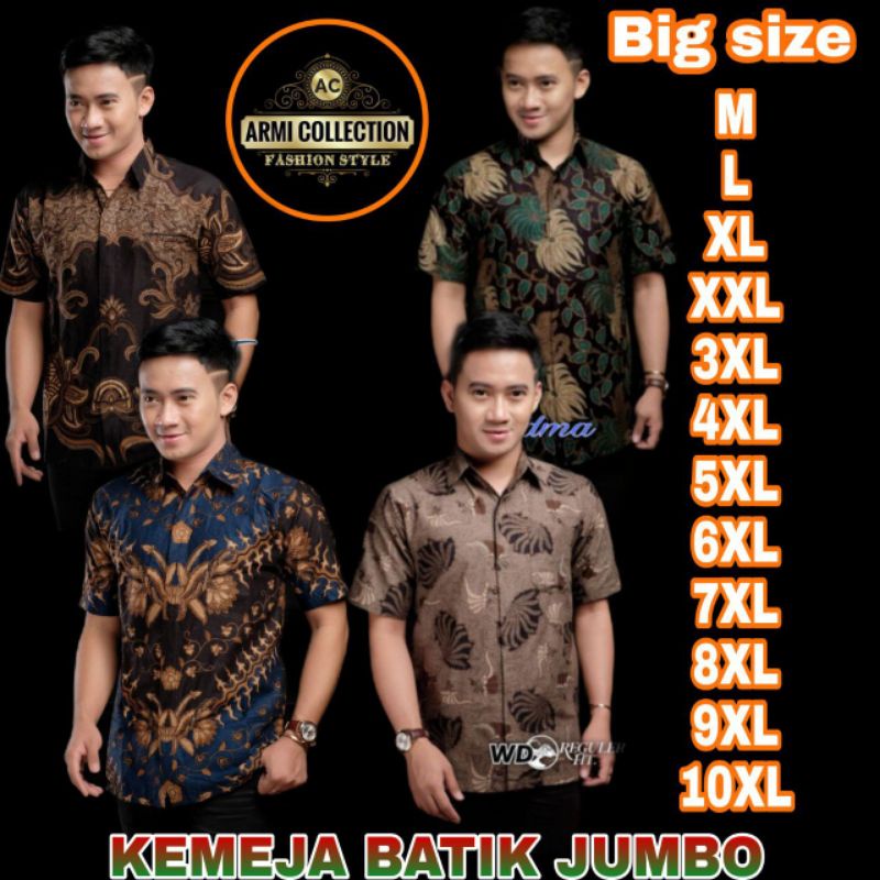 Jual KEMEJA BATIK PRIA LENGAN PENDEK BIG SIZE JUMBO ARMI | Shopee Indonesia