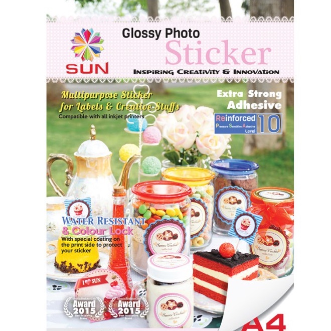 Jual Kertas Foto Sticker A4/F4 - SUN NG Glossy Photo Sticker Ultra Thin ...