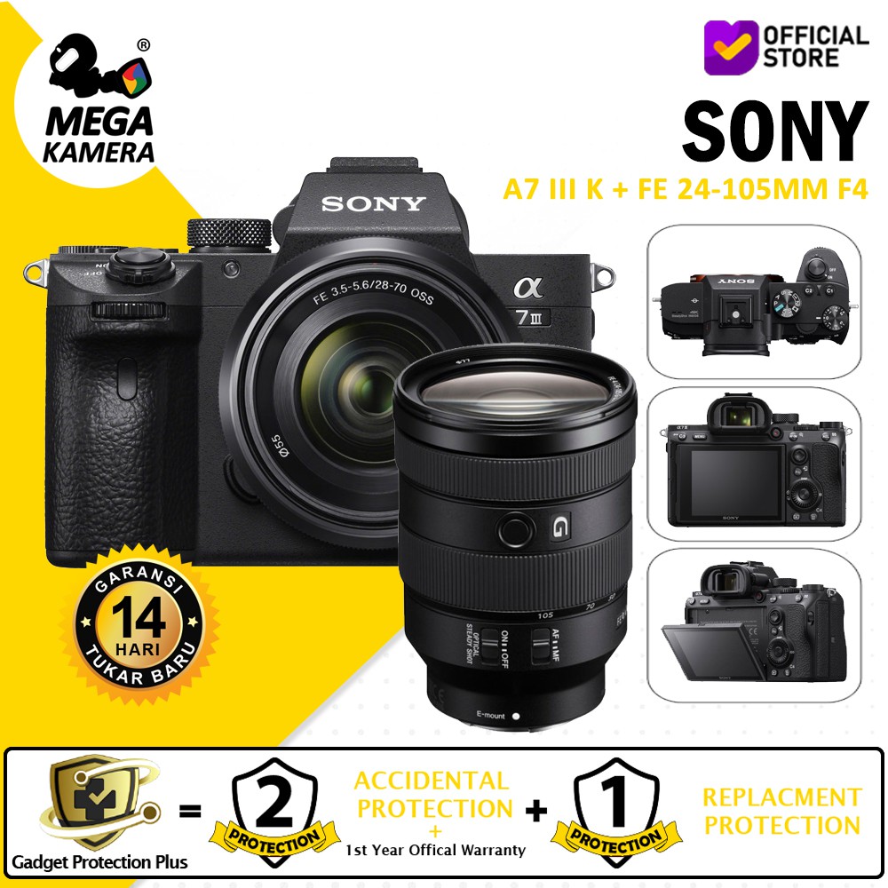Jual Kamera Mirrorless Sony Alpha 7III kit 28-70mm + PWP lensa 24-105G ...