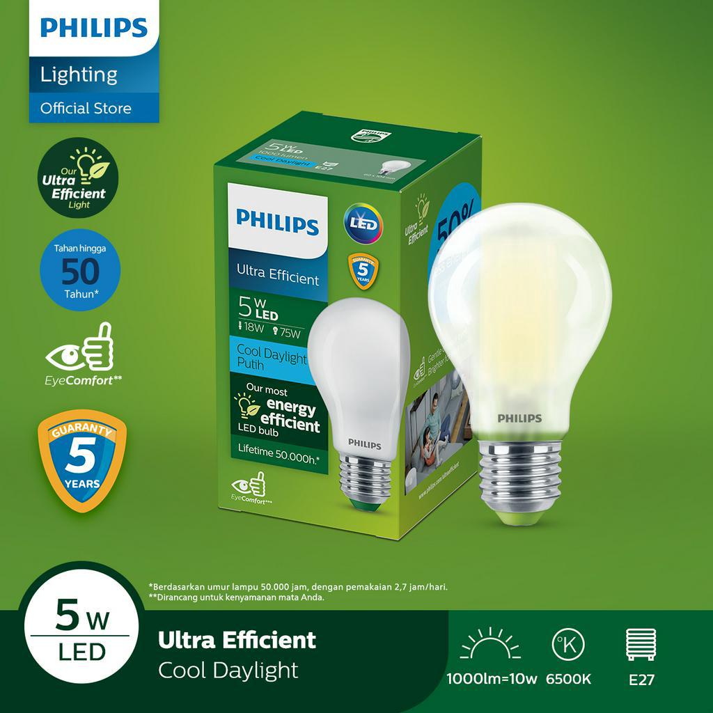 Jual Philips Led Bulb Ultra Efficient 5w E27 6500k Cool Daylight
