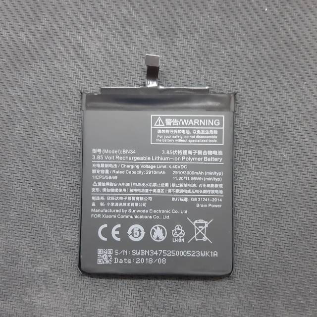 Jual Baterai batre xiaomi BN34 batray xiaomi redmi 5A oem | Shopee ...
