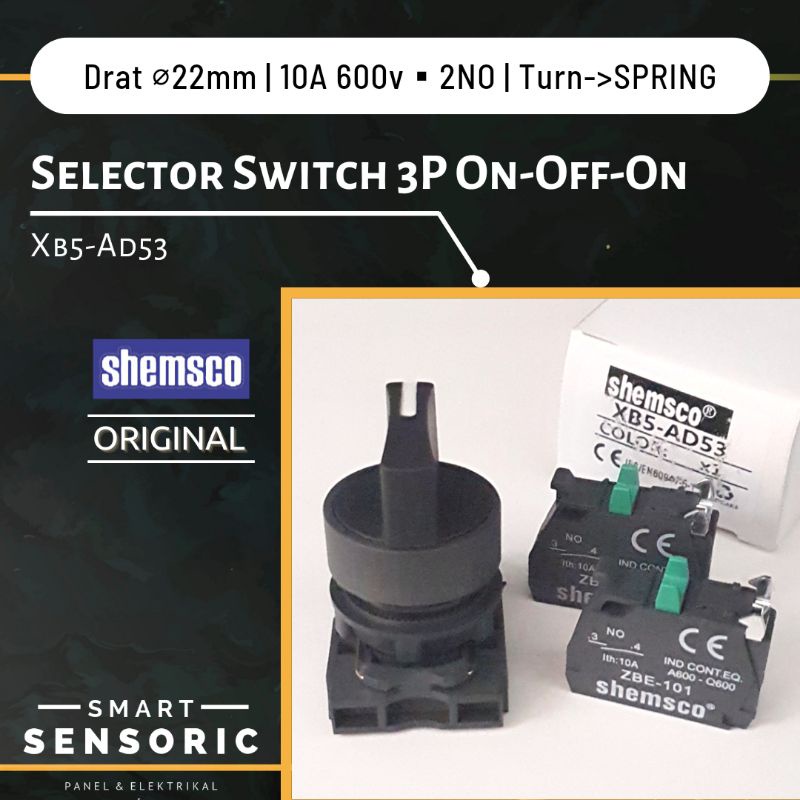 Jual 22mm 3Posisi Selector Switch Spring Shemsco XB5-AD-53 Saklar Putar ...