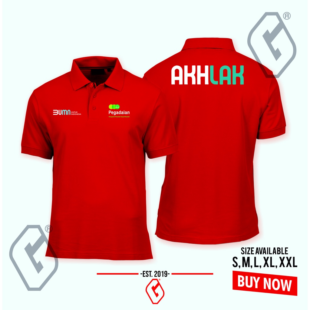 Jual polo shirt akhlak pegadaian / baju kerah akhlak pegadaian | Shopee ...