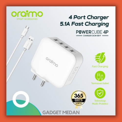 Jual Oraimo Charger Handphone Original 4 USB Port Smart-Fast Charging ...