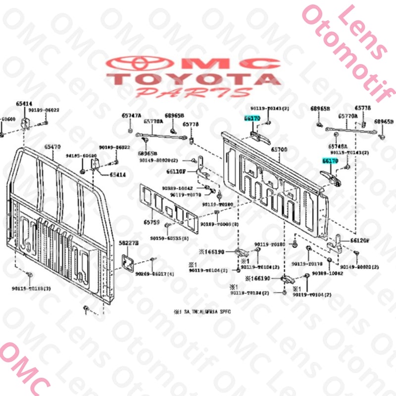 Jual (100% ORIGINAL EM ) Pengait Body Belakang Toyota Hilux 66170-0K020 ...