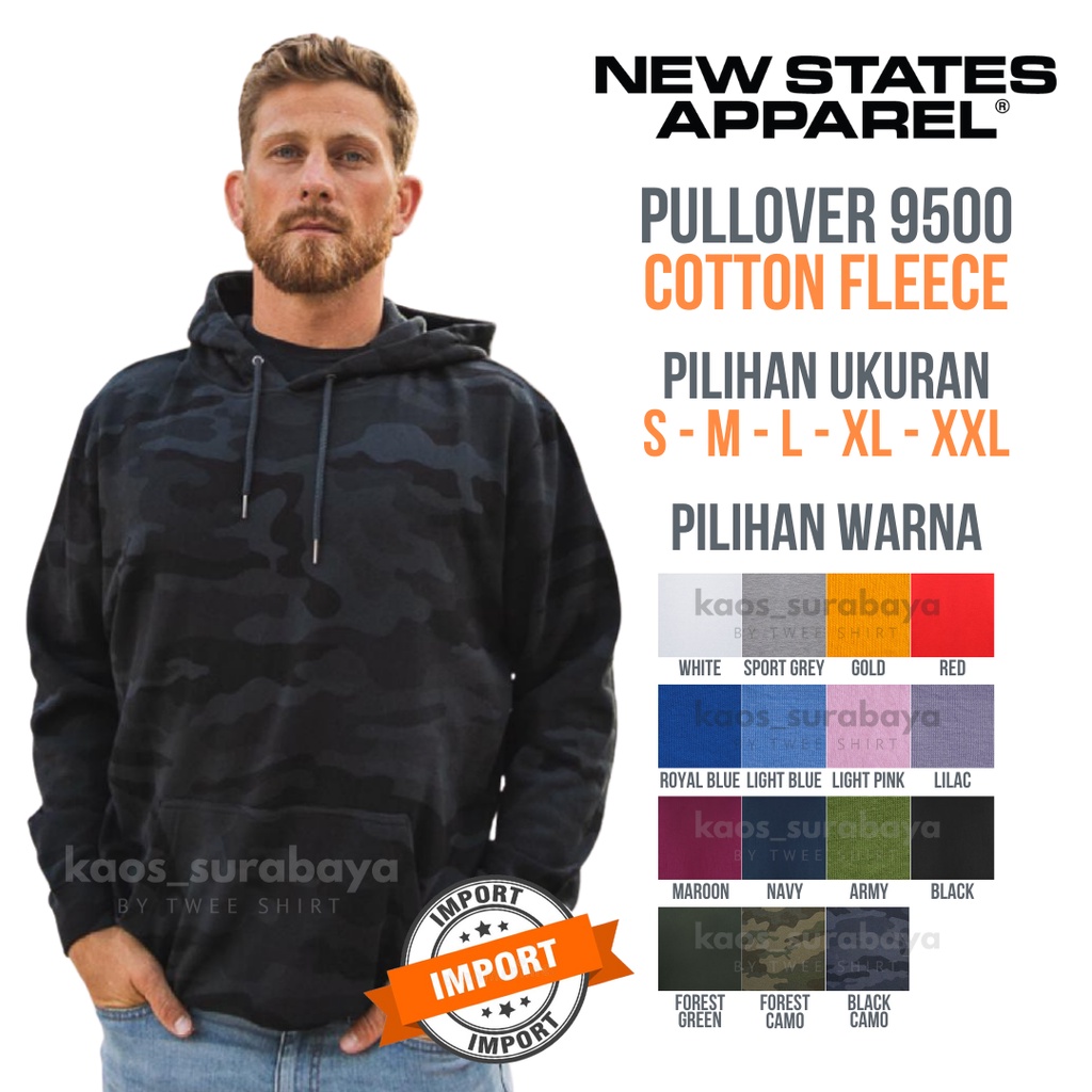 Jual Jaket Hoodie NSA New States Apparel Super Blend Pullover Hooded ...