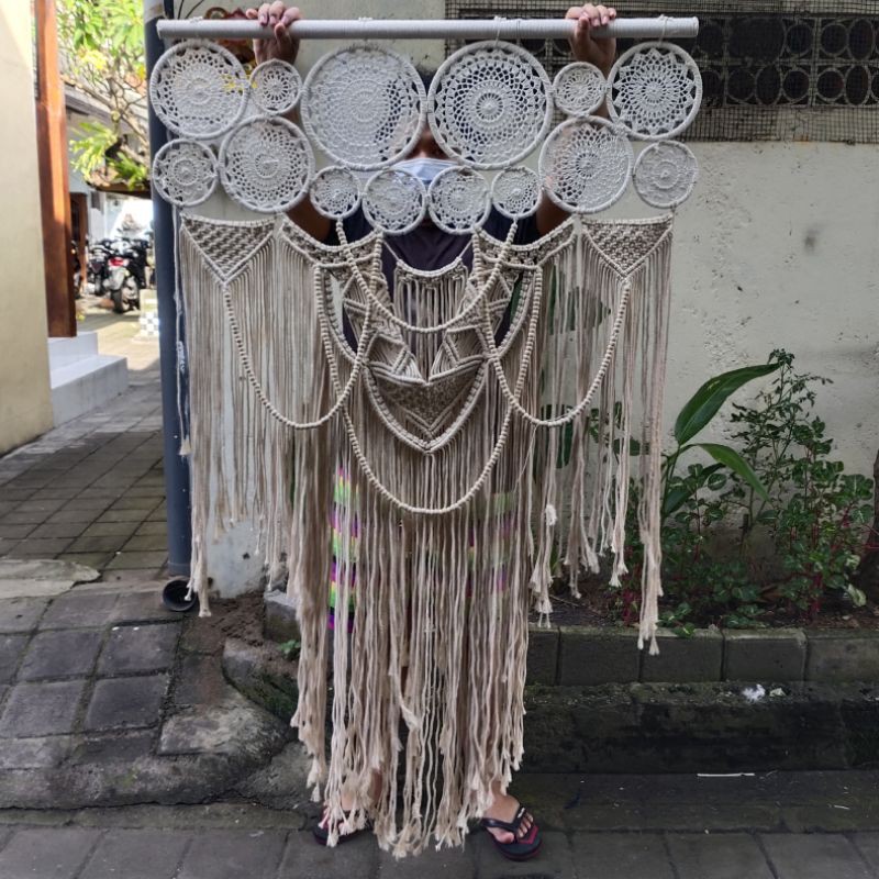 Jual dream catcher macrame bohomian dekorasi makrame hiasan dinding atau tembok lebar 1 meter ...